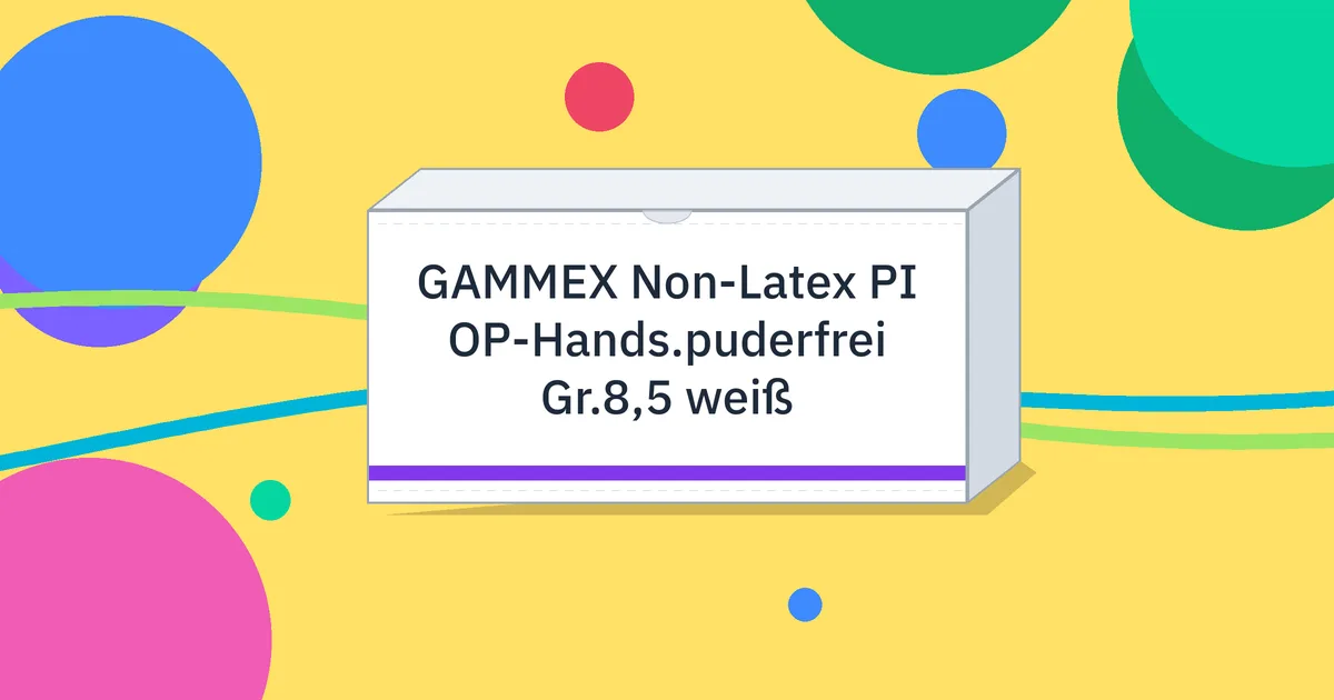 Symbolbild: Packung mit der Aufschrift GAMMEX Non-Latex PI OP-Hands.puderfrei Gr.8,5 weiß (PZN 11614679) – Verfügbarkeit und Bezug in Apotheken in Frankfurt am Main