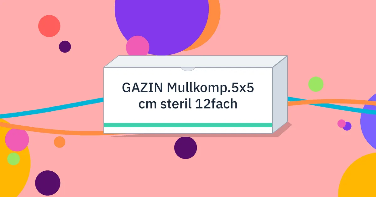 Symbolbild: Packung mit der Aufschrift GAZIN Mullkomp.5x5 cm steril 12fach (PZN 04957551) – Verfügbarkeit und Bezug in Apotheken in Frankfurt am Main
