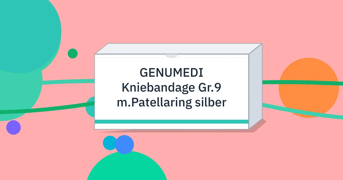 Symbolbild: Packung mit der Aufschrift GENUMEDI Kniebandage Gr.9 m.Patellaring silber (PZN 18849983) – Verfügbarkeit und Bezug in Apotheken in Frankfurt am Main