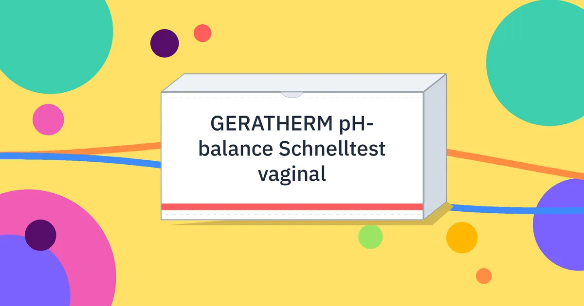 Symbolbild: Packung mit der Aufschrift GERATHERM pH-balance Schnelltest vaginal (PZN 09421648) – Verfügbarkeit und Bezug in Apotheken in Frankfurt am Main