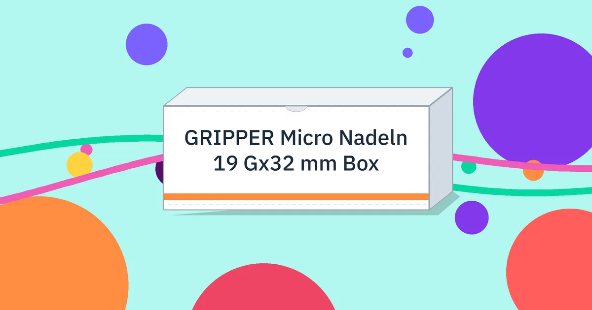 Symbolbild: Packung mit der Aufschrift GRIPPER Micro Nadeln 19 Gx32 mm Box (PZN 07526248) – Verfügbarkeit und Bezug in Apotheken in Frankfurt am Main