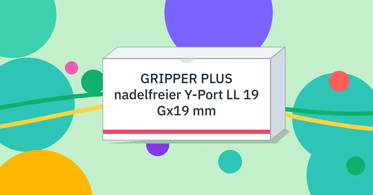 Symbolbild: Packung mit der Aufschrift GRIPPER PLUS nadelfreier Y-Port LL 19 Gx19 mm (PZN 09675751) – Verfügbarkeit und Bezug in Apotheken in Frankfurt am Main