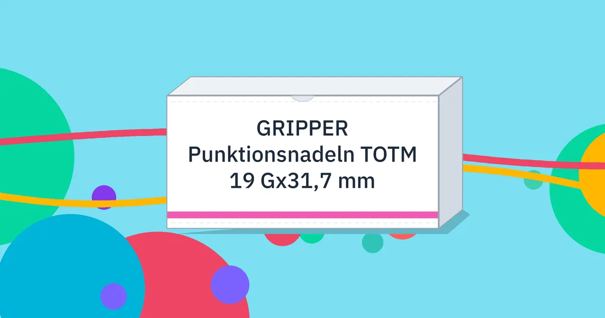 Symbolbild: Packung mit der Aufschrift GRIPPER Punktionsnadeln TOTM 19 Gx31,7 mm (PZN 04481025) – Verfügbarkeit und Bezug in Apotheken in Frankfurt am Main