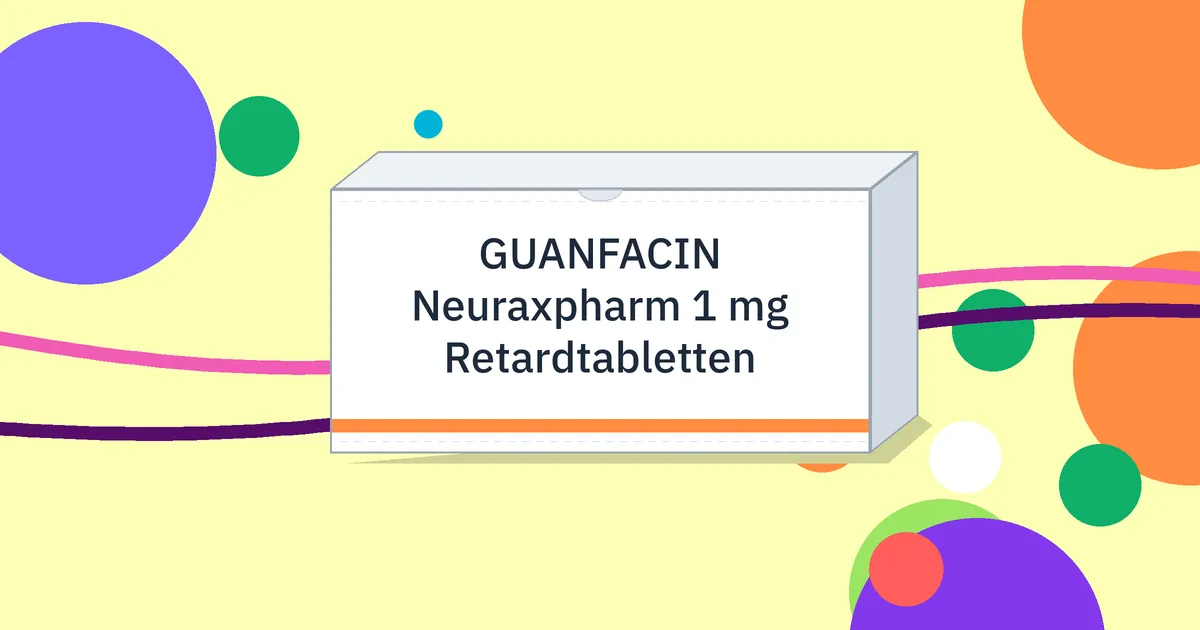 Symbolbild: Packung mit der Aufschrift GUANFACIN Neuraxpharm 1 mg Retardtabletten (PZN 08400526) – Verfügbarkeit und Bezug in Apotheken in Frankfurt am Main
