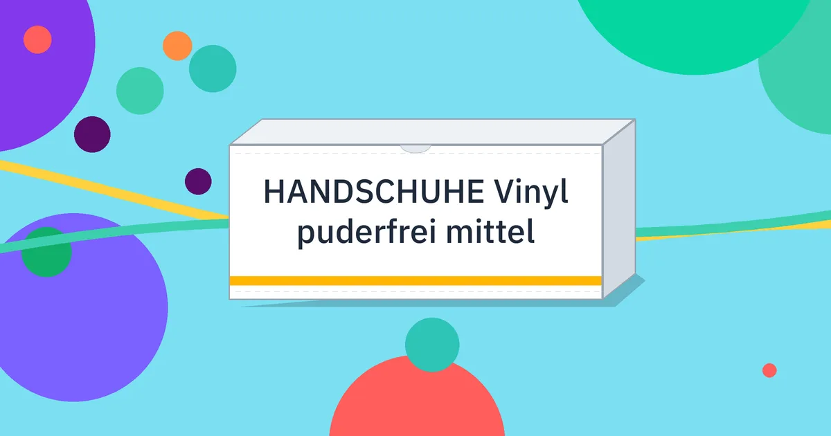 Symbolbild: Packung mit der Aufschrift HANDSCHUHE Vinyl puderfrei mittel (PZN 02573289) – Verfügbarkeit und Bezug in Apotheken in Frankfurt am Main