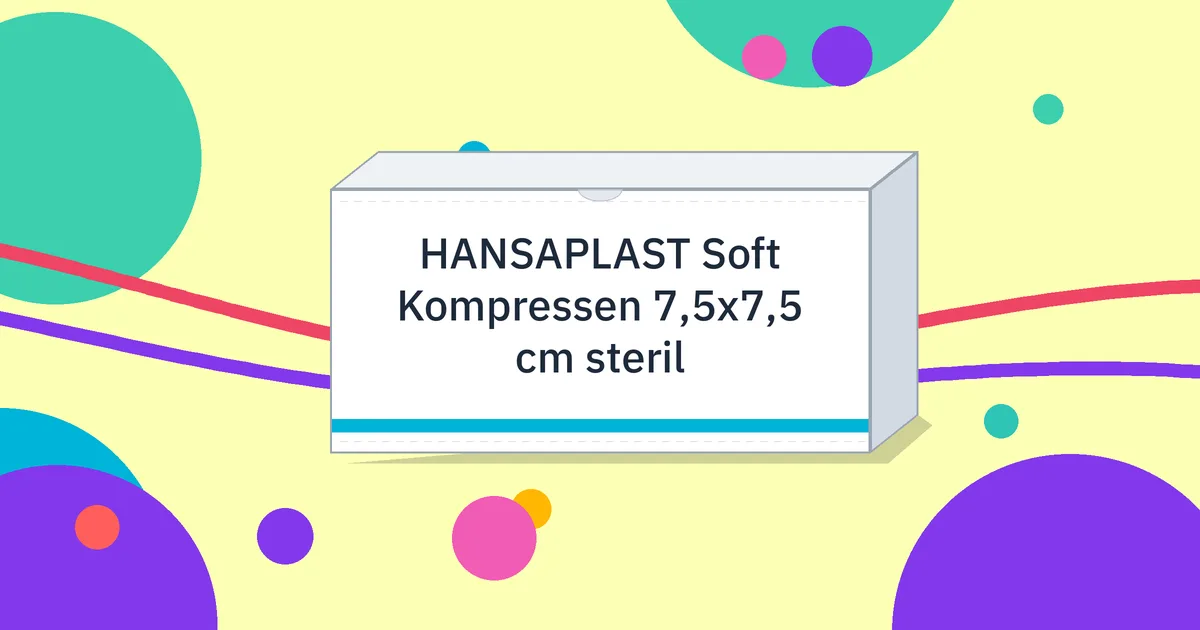 Symbolbild: Packung mit der Aufschrift HANSAPLAST Soft Kompressen 7,5x7,5 cm steril (PZN 19401724) – Verfügbarkeit und Bezug in Apotheken in Frankfurt am Main