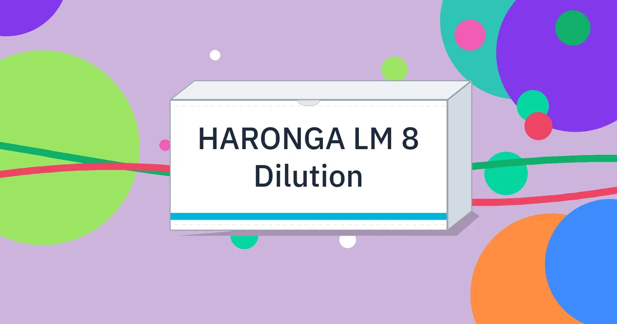 Symbolbild: Packung mit der Aufschrift HARONGA LM 8 Dilution (PZN 13550191) – Verfügbarkeit und Bezug in Apotheken in Frankfurt am Main