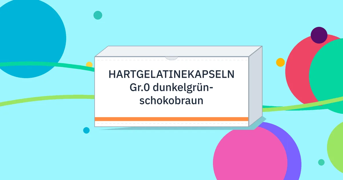 Symbolbild: Packung mit der Aufschrift HARTGELATINEKAPSELN Gr.0 dunkelgrün-schokobraun (PZN 17857905) – Verfügbarkeit und Bezug in Apotheken in Frankfurt am Main