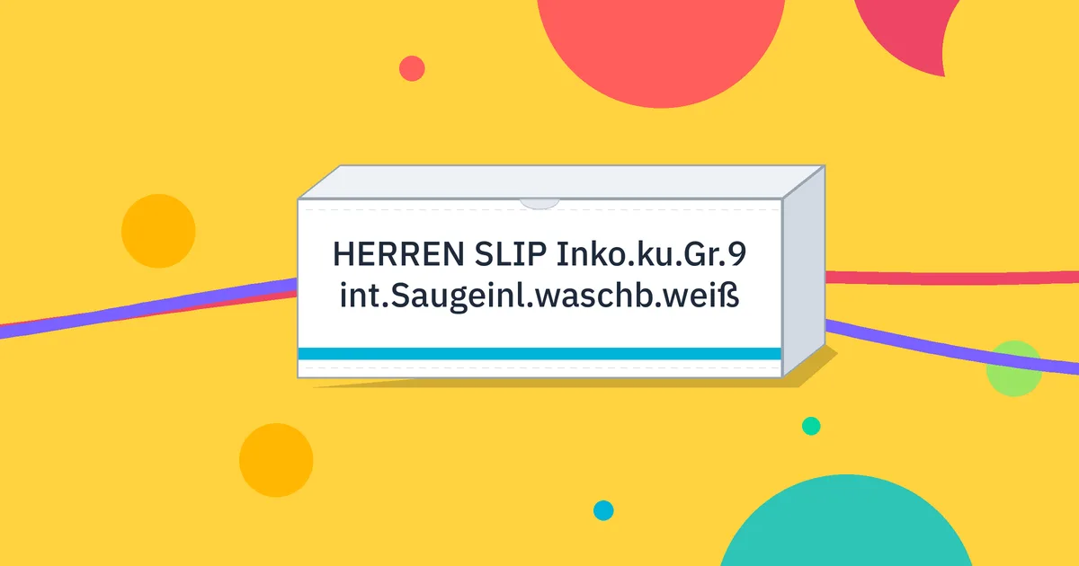 Symbolbild: Packung mit der Aufschrift HERREN SLIP Inko.ku.Gr.9 int.Saugeinl.waschb.weiß (PZN 17313743) – Verfügbarkeit und Bezug in Apotheken in Frankfurt am Main