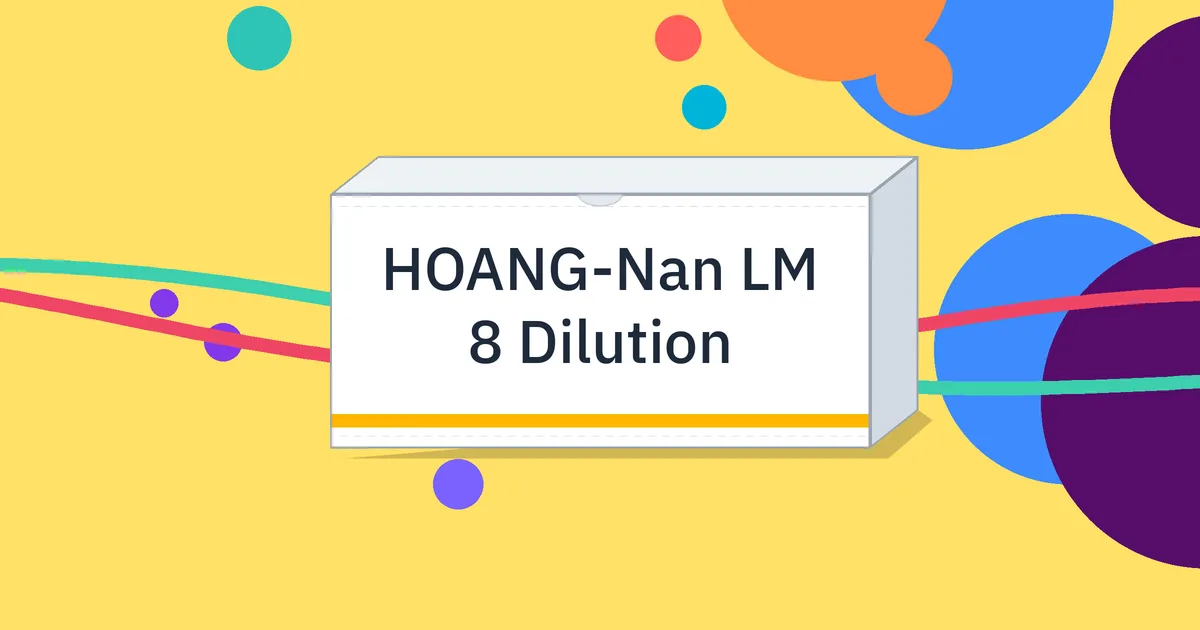 Symbolbild: Packung mit der Aufschrift HOANG-Nan LM 8 Dilution (PZN 12889214) – Verfügbarkeit und Bezug in Apotheken in Frankfurt am Main