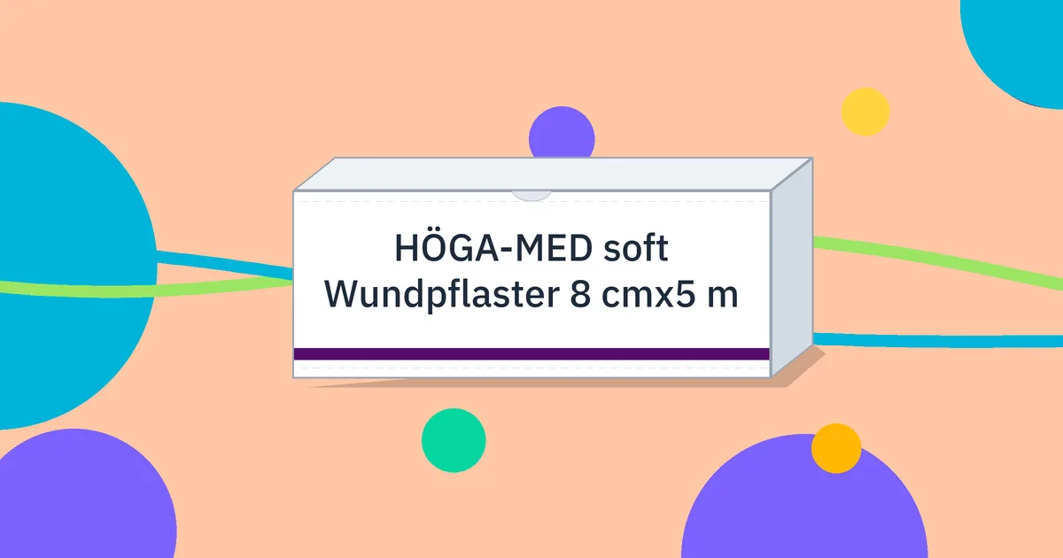Symbolbild: Packung mit der Aufschrift HÖGA-MED soft Wundpflaster 8 cmx5 m (PZN 04977447) – Verfügbarkeit und Bezug in Apotheken in Frankfurt am Main