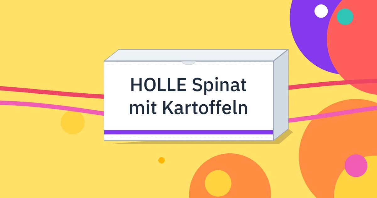 Symbolbild: Packung mit der Aufschrift HOLLE Spinat mit Kartoffeln (PZN 19989700) – Verfügbarkeit und Bezug in Apotheken in Frankfurt am Main