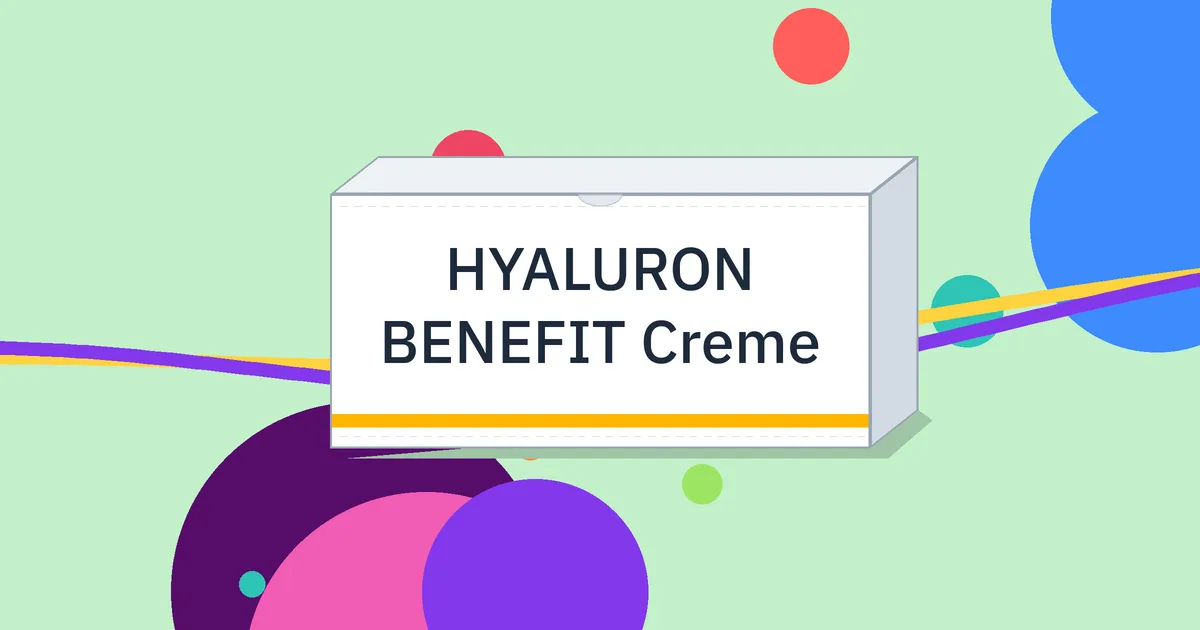 Symbolbild: Packung mit der Aufschrift HYALURON BENEFIT Creme (PZN 09755473) – Verfügbarkeit und Bezug in Apotheken in Frankfurt am Main