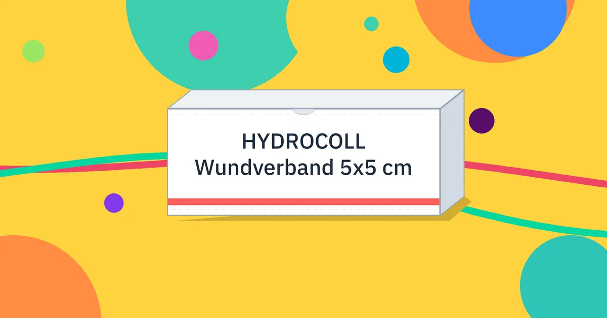 Symbolbild: Packung mit der Aufschrift HYDROCOLL Wundverband 5x5 cm (PZN 18716035) – Verfügbarkeit und Bezug in Apotheken in Frankfurt am Main