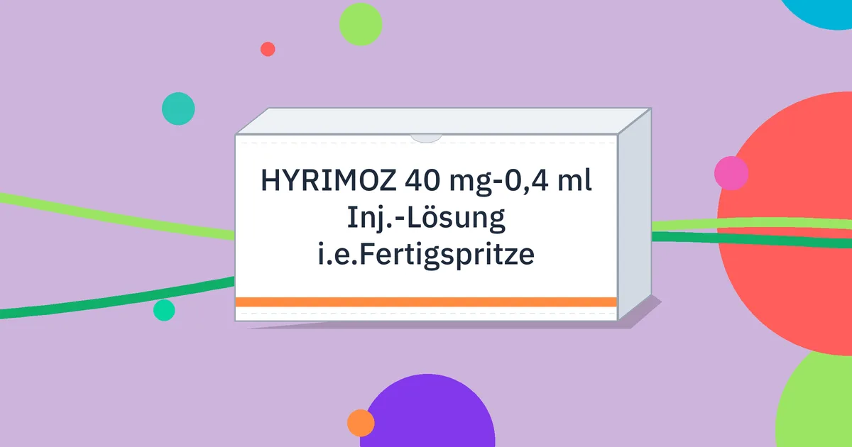 Symbolbild: Packung mit der Aufschrift HYRIMOZ 40 mg-0,4 ml Inj.-Lösung i.e.Fertigspritze (PZN 19261217) – Verfügbarkeit und Bezug in Apotheken in Frankfurt am Main
