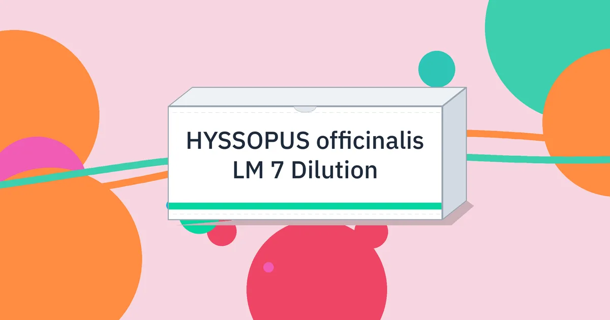 Symbolbild: Packung mit der Aufschrift HYSSOPUS officinalis LM 7 Dilution (PZN 13558100) – Verfügbarkeit und Bezug in Apotheken in Frankfurt am Main