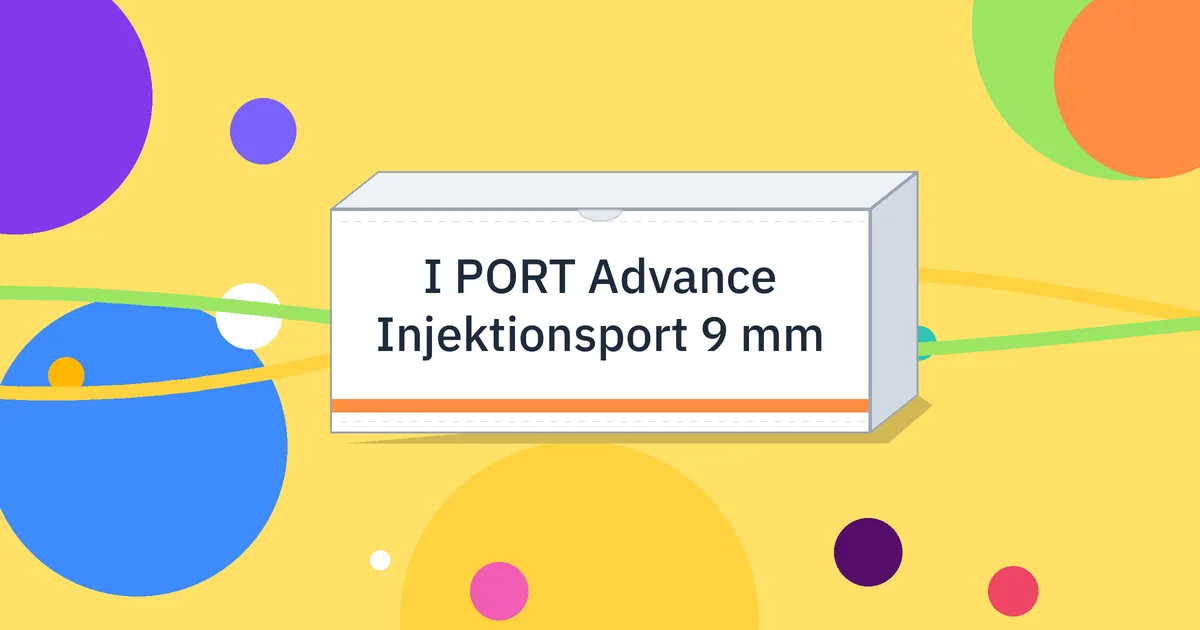 Symbolbild: Packung mit der Aufschrift I PORT Advance Injektionsport 9 mm (PZN 10010206) – Verfügbarkeit und Bezug in Apotheken in Frankfurt am Main
