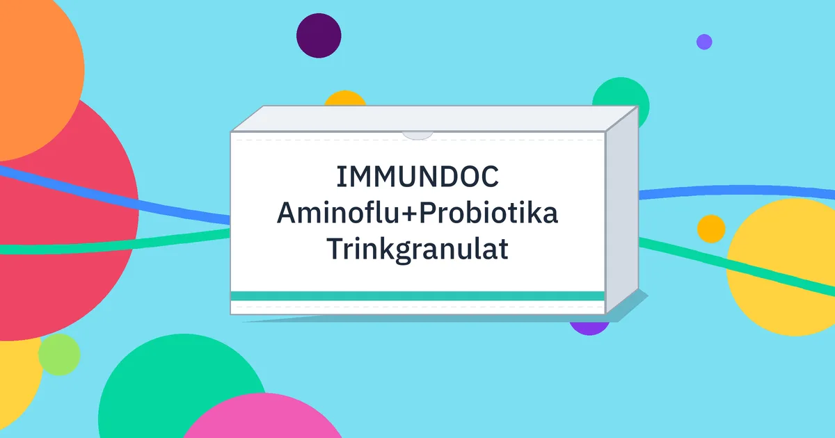 Symbolbild: Packung mit der Aufschrift IMMUNDOC Aminoflu+Probiotika Trinkgranulat (PZN 16945352) – Verfügbarkeit und Bezug in Apotheken in Frankfurt am Main