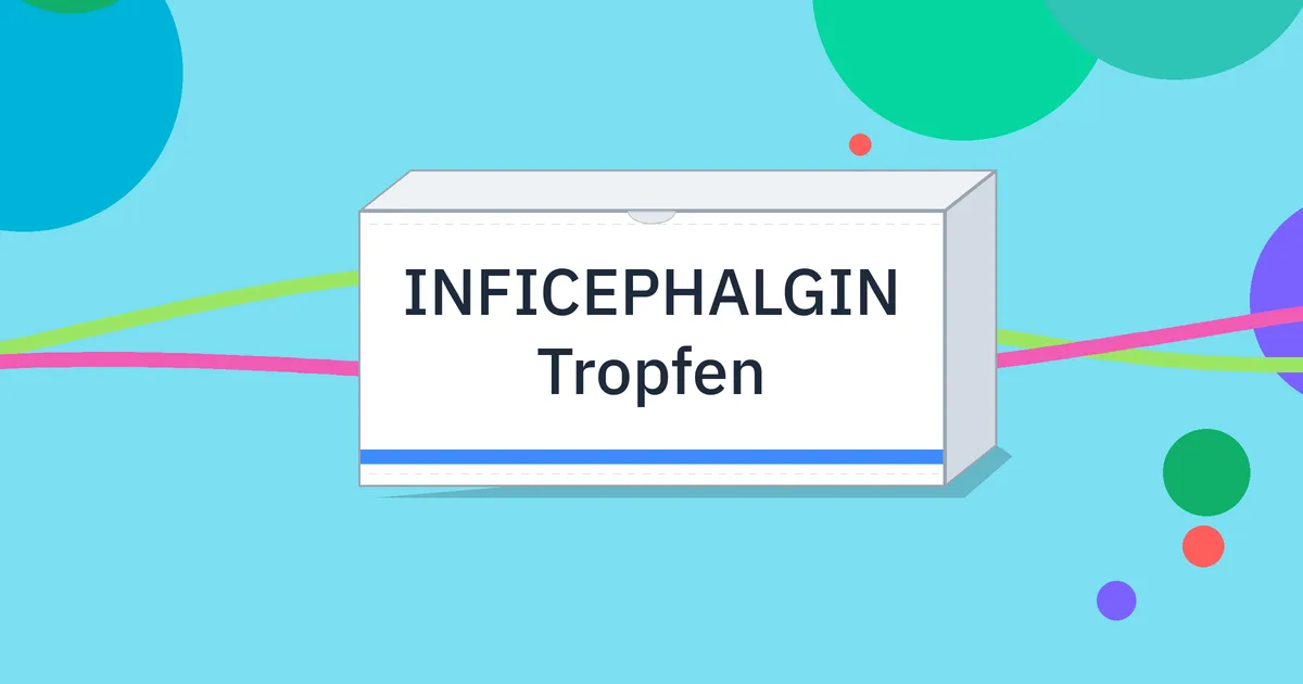 Symbolbild: Packung mit der Aufschrift INFICEPHALGIN Tropfen (PZN 06686435) – Verfügbarkeit und Bezug in Apotheken in Frankfurt am Main