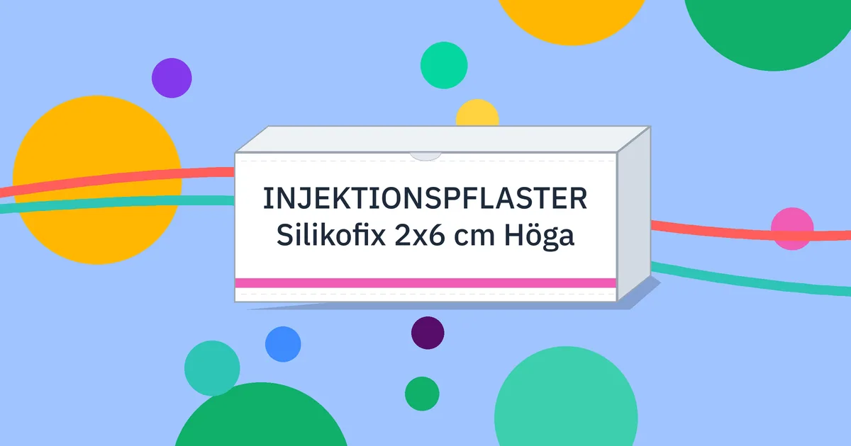 Symbolbild: Packung mit der Aufschrift INJEKTIONSPFLASTER Silikofix 2x6 cm Höga (PZN 15297164) – Verfügbarkeit und Bezug in Apotheken in Frankfurt am Main