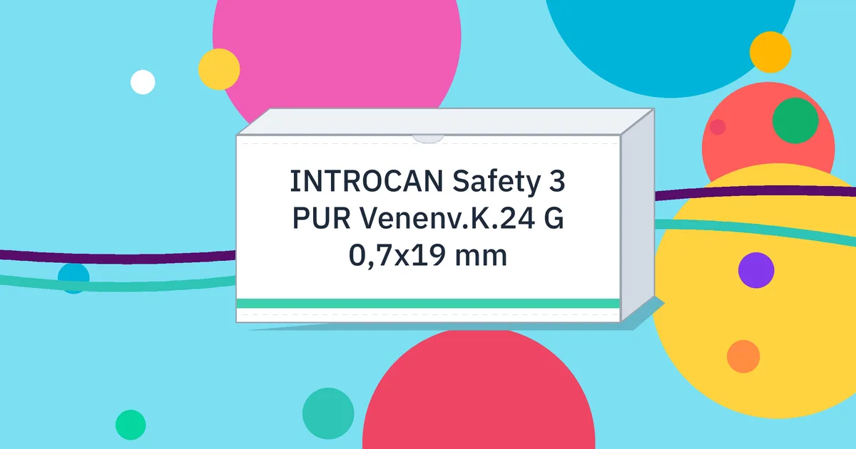 Symbolbild: Packung mit der Aufschrift INTROCAN Safety 3 PUR Venenv.K.24 G 0,7x19 mm (PZN 19526940) – Verfügbarkeit und Bezug in Apotheken in Frankfurt am Main