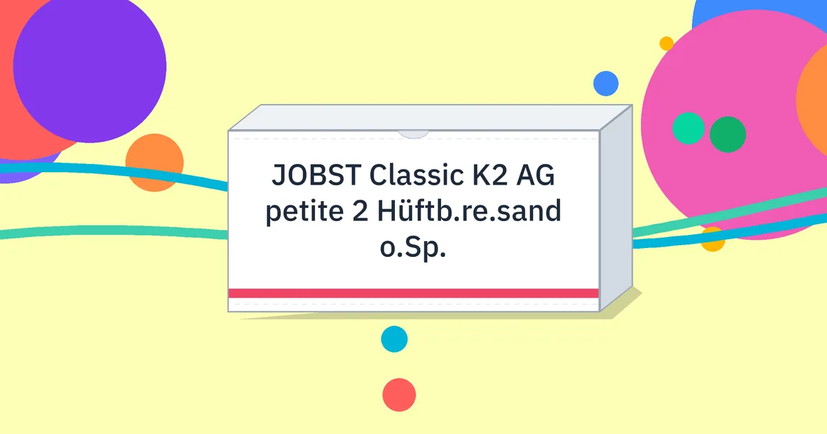 Symbolbild: Packung mit der Aufschrift JOBST Classic K2 AG petite 2 Hüftb.re.sand o.Sp. (PZN 13065722) – Verfügbarkeit und Bezug in Apotheken in Frankfurt am Main