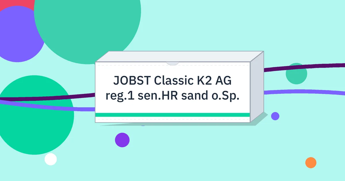 Symbolbild: Packung mit der Aufschrift JOBST Classic K2 AG reg.1 sen.HR sand o.Sp. (PZN 17960129) – Verfügbarkeit und Bezug in Apotheken in Frankfurt am Main