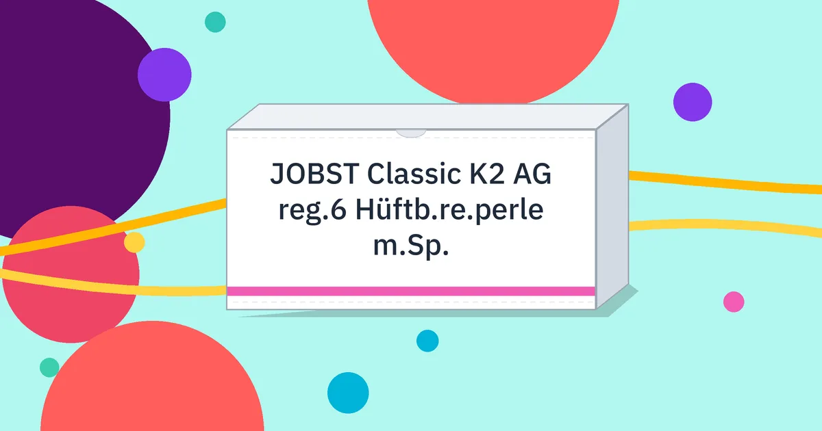 Symbolbild: Packung mit der Aufschrift JOBST Classic K2 AG reg.6 Hüftb.re.perle m.Sp. (PZN 13067023) – Verfügbarkeit und Bezug in Apotheken in Frankfurt am Main