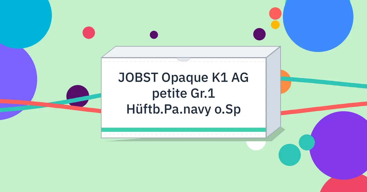 Symbolbild: Packung mit der Aufschrift JOBST Opaque K1 AG petite Gr.1 Hüftb.Pa.navy o.Sp (PZN 13098696) – Verfügbarkeit und Bezug in Apotheken in Frankfurt am Main