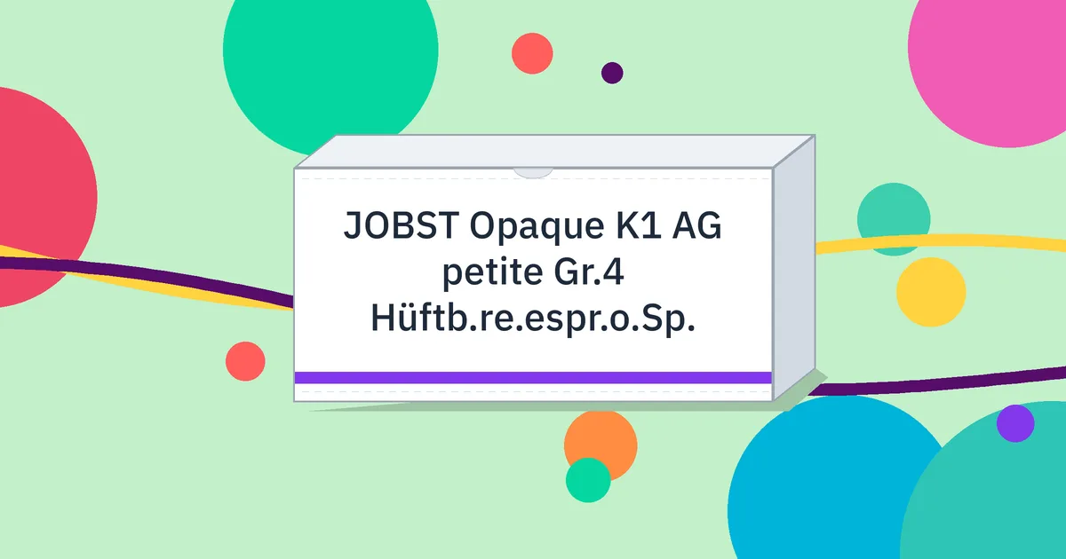 Symbolbild: Packung mit der Aufschrift JOBST Opaque K1 AG petite Gr.4 Hüftb.re.espr.o.Sp. (PZN 16273869) – Verfügbarkeit und Bezug in Apotheken in Frankfurt am Main