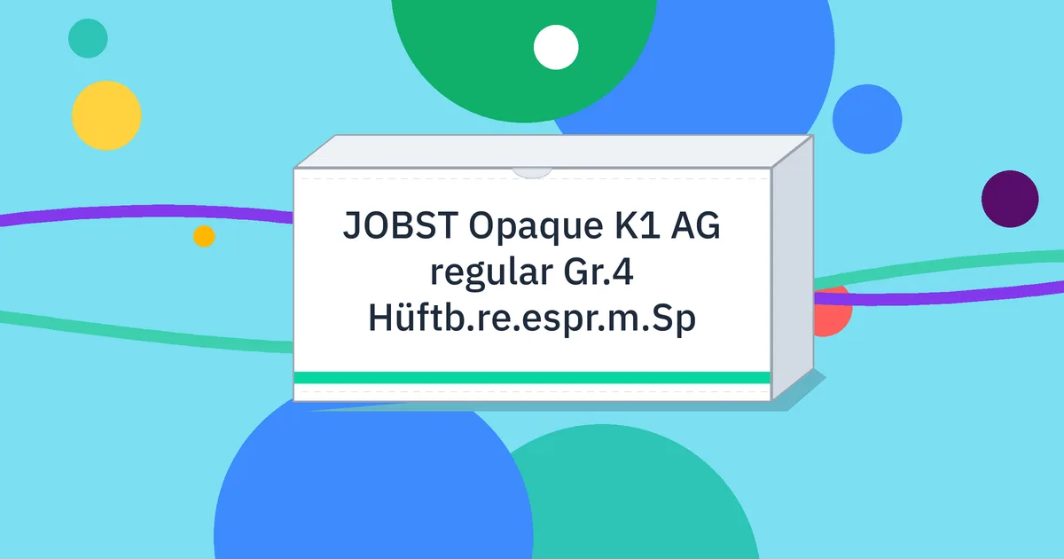 Symbolbild: Packung mit der Aufschrift JOBST Opaque K1 AG regular Gr.4 Hüftb.re.espr.m.Sp (PZN 16272841) – Verfügbarkeit und Bezug in Apotheken in Frankfurt am Main