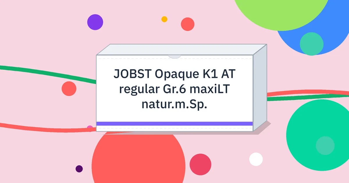 Symbolbild: Packung mit der Aufschrift JOBST Opaque K1 AT regular Gr.6 maxiLT natur.m.Sp. (PZN 13106208) – Verfügbarkeit und Bezug in Apotheken in Frankfurt am Main