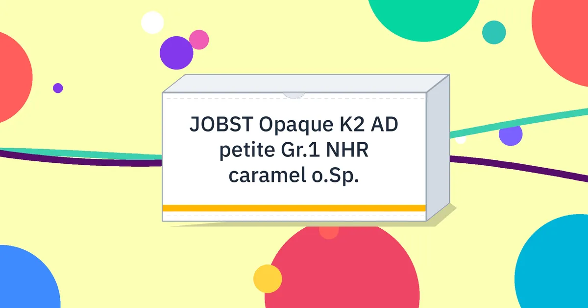 Symbolbild: Packung mit der Aufschrift JOBST Opaque K2 AD petite Gr.1 NHR caramel o.Sp. (PZN 13109655) – Verfügbarkeit und Bezug in Apotheken in Frankfurt am Main