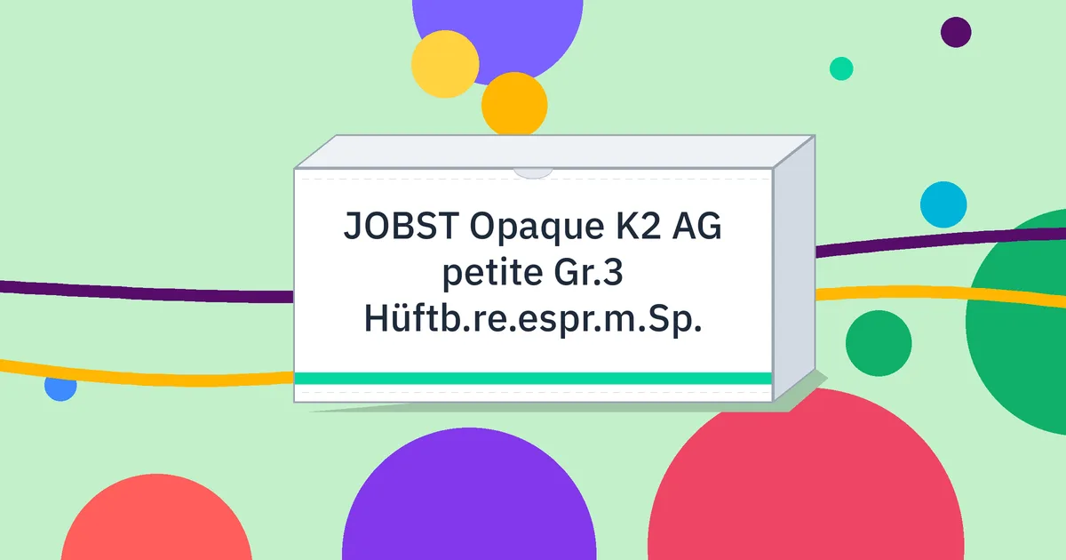 Symbolbild: Packung mit der Aufschrift JOBST Opaque K2 AG petite Gr.3 Hüftb.re.espr.m.Sp. (PZN 16288581) – Verfügbarkeit und Bezug in Apotheken in Frankfurt am Main