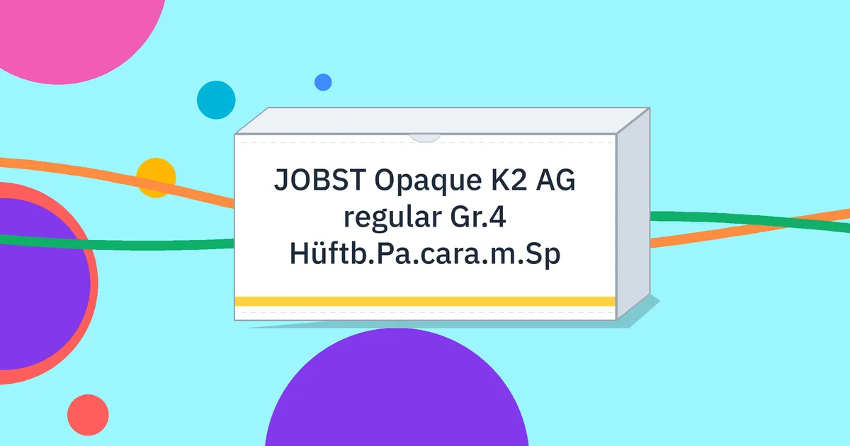 Symbolbild: Packung mit der Aufschrift JOBST Opaque K2 AG regular Gr.4 Hüftb.Pa.cara.m.Sp (PZN 13116431) – Verfügbarkeit und Bezug in Apotheken in Frankfurt am Main