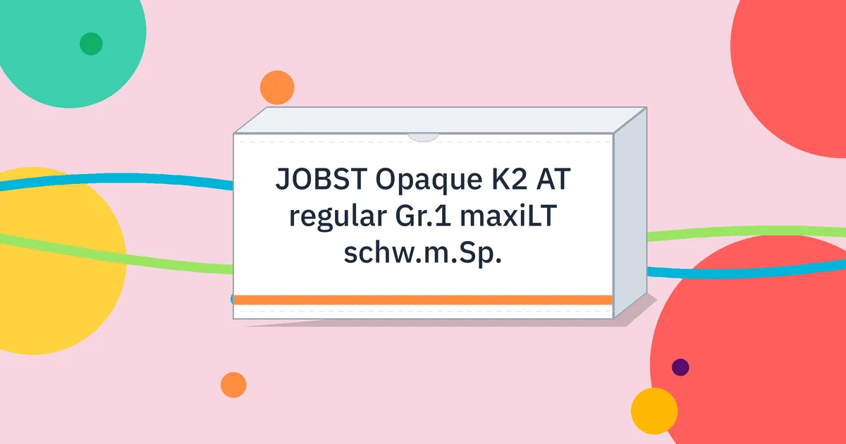 Symbolbild: Packung mit der Aufschrift JOBST Opaque K2 AT regular Gr.1 maxiLT schw.m.Sp. (PZN 13121780) – Verfügbarkeit und Bezug in Apotheken in Frankfurt am Main