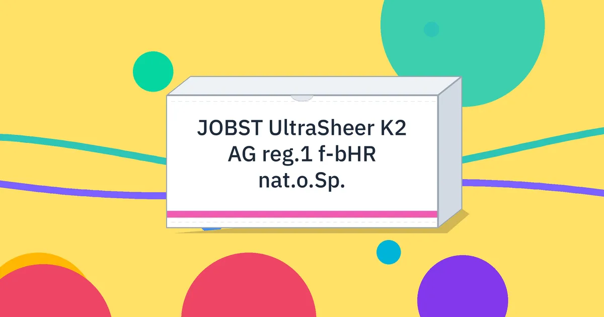 Symbolbild: Packung mit der Aufschrift JOBST UltraSheer K2 AG reg.1 f-bHR nat.o.Sp. (PZN 11259936) – Verfügbarkeit und Bezug in Apotheken in Frankfurt am Main