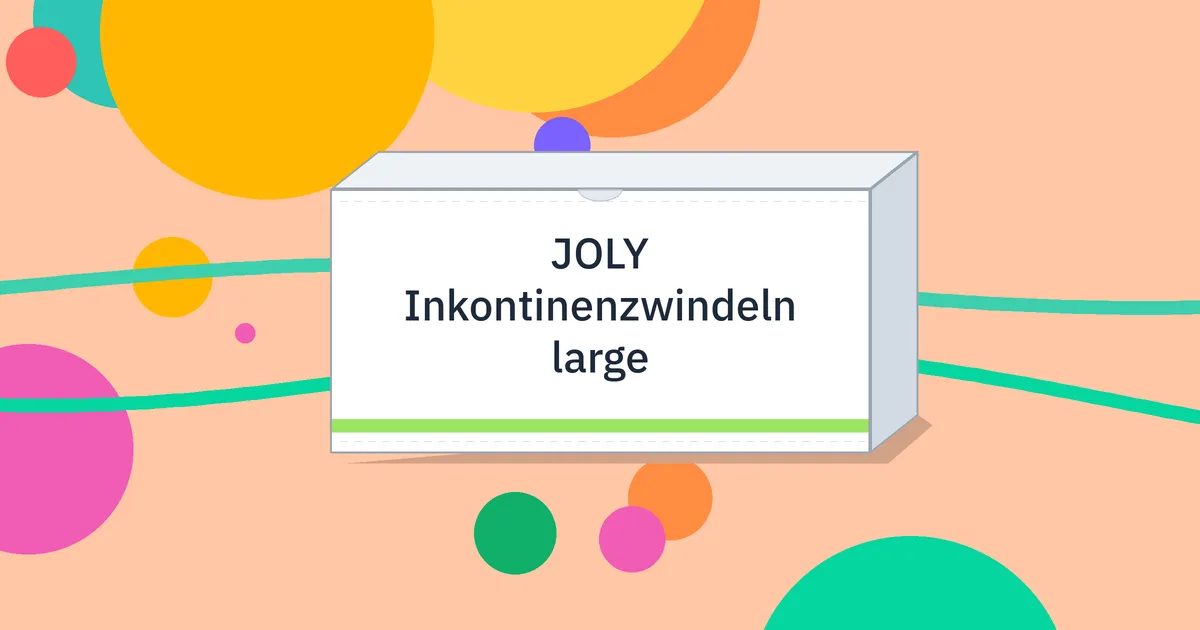 Symbolbild: Packung mit der Aufschrift JOLY Inkontinenzwindeln large (PZN 18202862) – Verfügbarkeit und Bezug in Apotheken in Frankfurt am Main