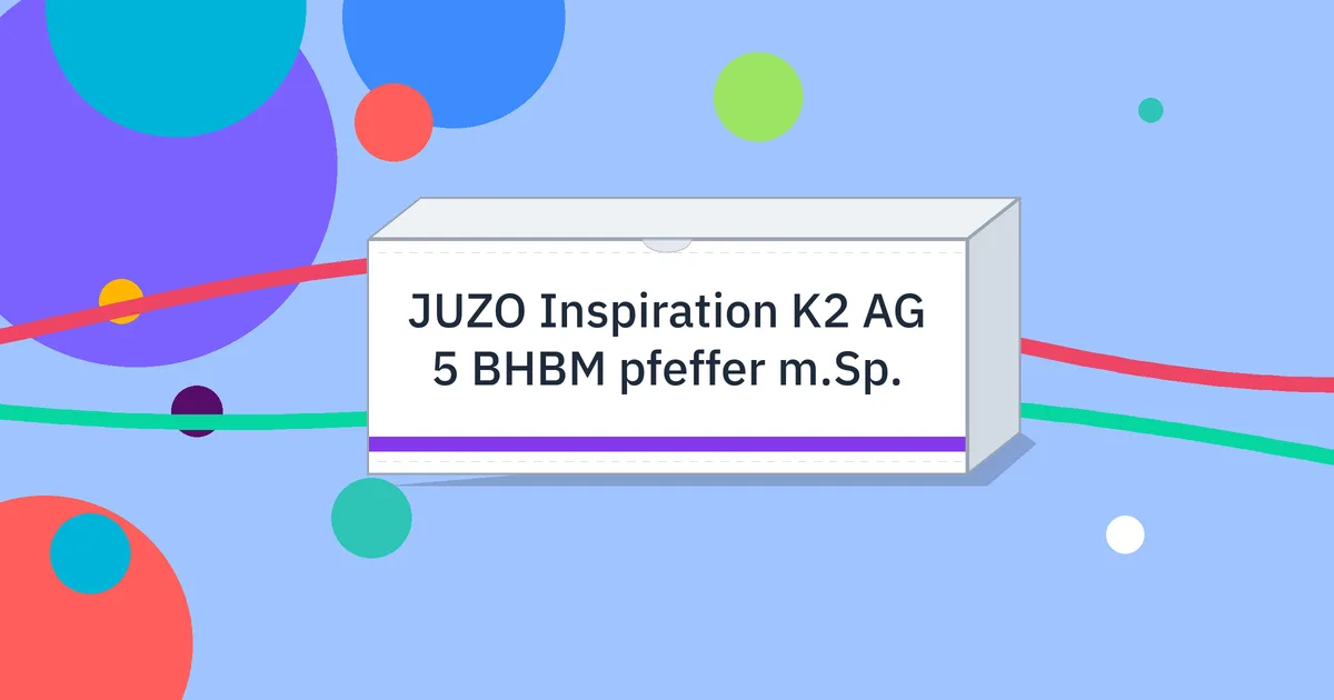 Symbolbild: Packung mit der Aufschrift JUZO Inspiration K2 AG 5 BHBM pfeffer m.Sp. (PZN 14874553) – Verfügbarkeit und Bezug in Apotheken in Frankfurt am Main