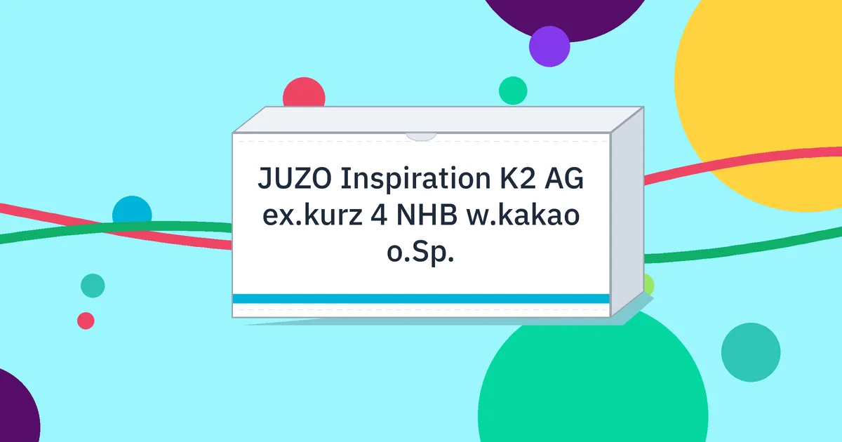 Symbolbild: Packung mit der Aufschrift JUZO Inspiration K2 AG ex.kurz 4 NHB w.kakao o.Sp. (PZN 14951621) – Verfügbarkeit und Bezug in Apotheken in Frankfurt am Main