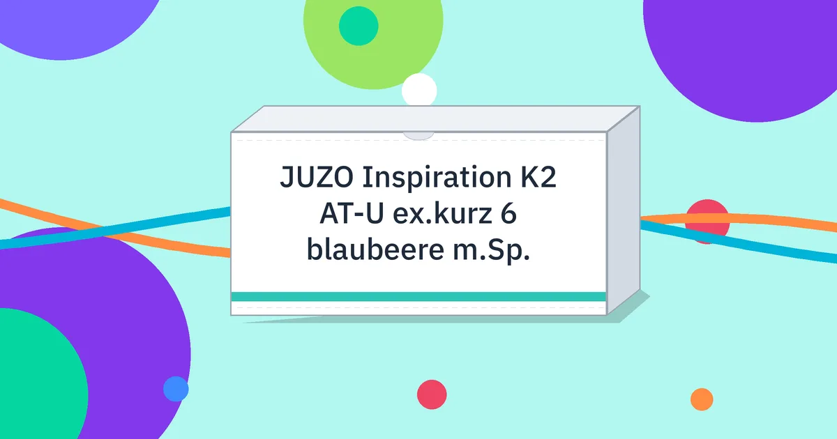 Symbolbild: Packung mit der Aufschrift JUZO Inspiration K2 AT-U ex.kurz 6 blaubeere m.Sp. (PZN 14966054) – Verfügbarkeit und Bezug in Apotheken in Frankfurt am Main
