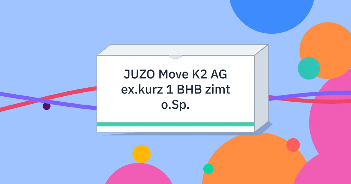 Symbolbild: Packung mit der Aufschrift JUZO Move K2 AG ex.kurz 1 BHB zimt o.Sp. (PZN 18534038) – Verfügbarkeit und Bezug in Apotheken in Frankfurt am Main
