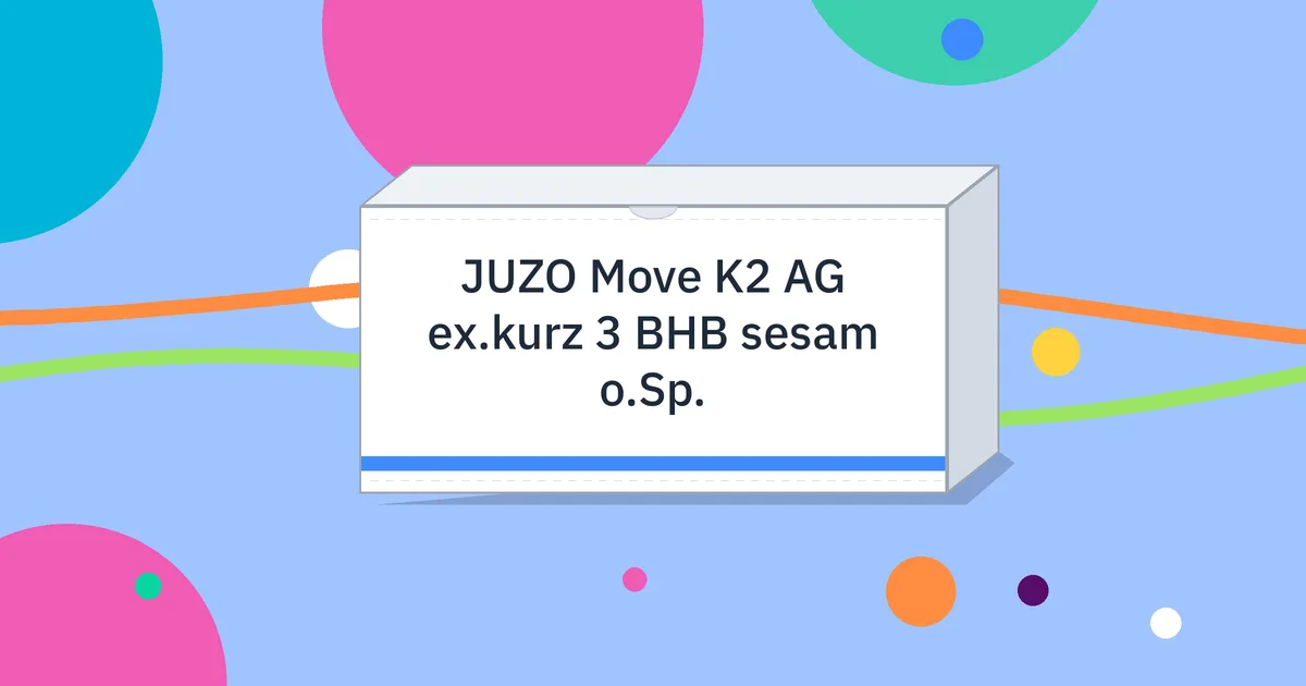 Symbolbild: Packung mit der Aufschrift JUZO Move K2 AG ex.kurz 3 BHB sesam o.Sp. (PZN 18534127) – Verfügbarkeit und Bezug in Apotheken in Frankfurt am Main