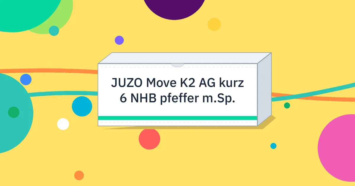 Symbolbild: Packung mit der Aufschrift JUZO Move K2 AG kurz 6 NHB pfeffer m.Sp. (PZN 16637159) – Verfügbarkeit und Bezug in Apotheken in Frankfurt am Main