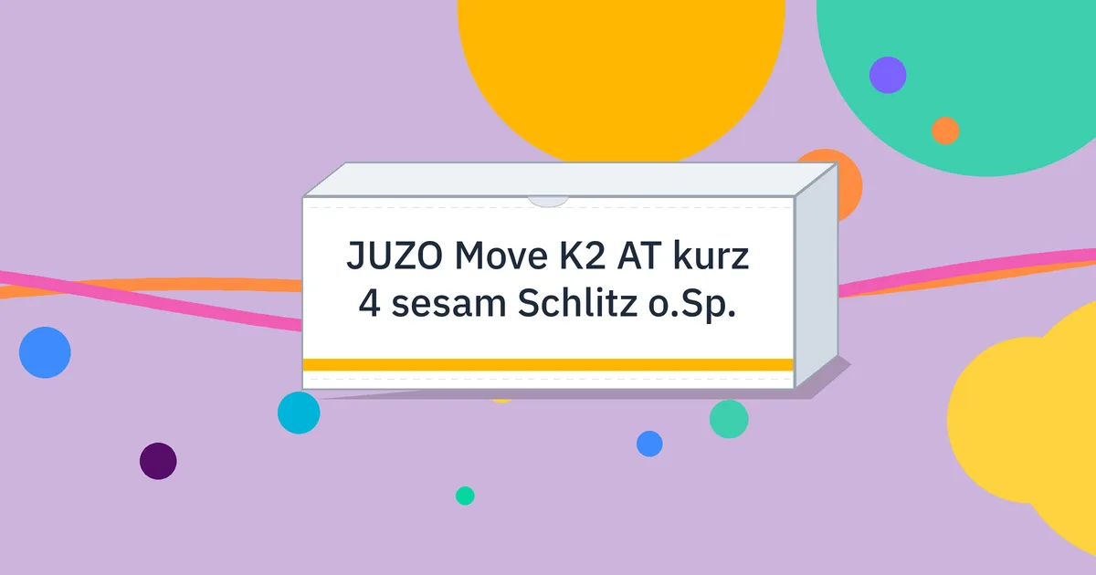 Symbolbild: Packung mit der Aufschrift JUZO Move K2 AT kurz 4 sesam Schlitz o.Sp. (PZN 20676449) – Verfügbarkeit und Bezug in Apotheken in Frankfurt am Main