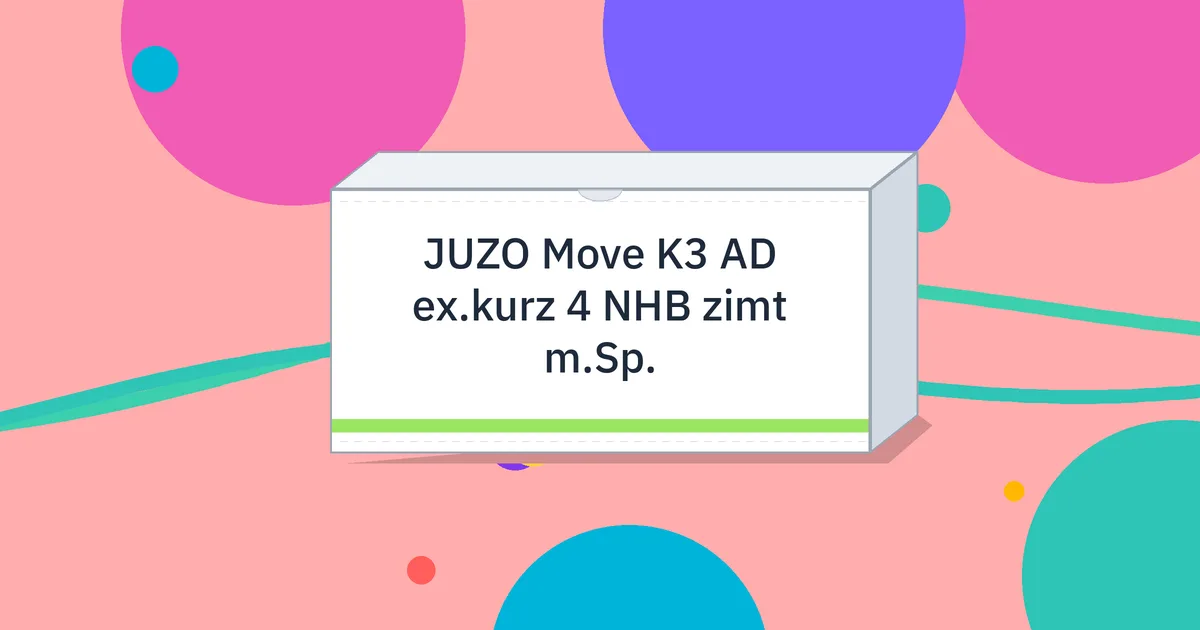 Symbolbild: Packung mit der Aufschrift JUZO Move K3 AD ex.kurz 4 NHB zimt m.Sp. (PZN 18569479) – Verfügbarkeit und Bezug in Apotheken in Frankfurt am Main