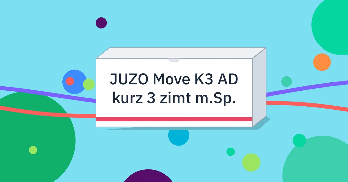Symbolbild: Packung mit der Aufschrift JUZO Move K3 AD kurz 3 zimt m.Sp. (PZN 18567919) – Verfügbarkeit und Bezug in Apotheken in Frankfurt am Main