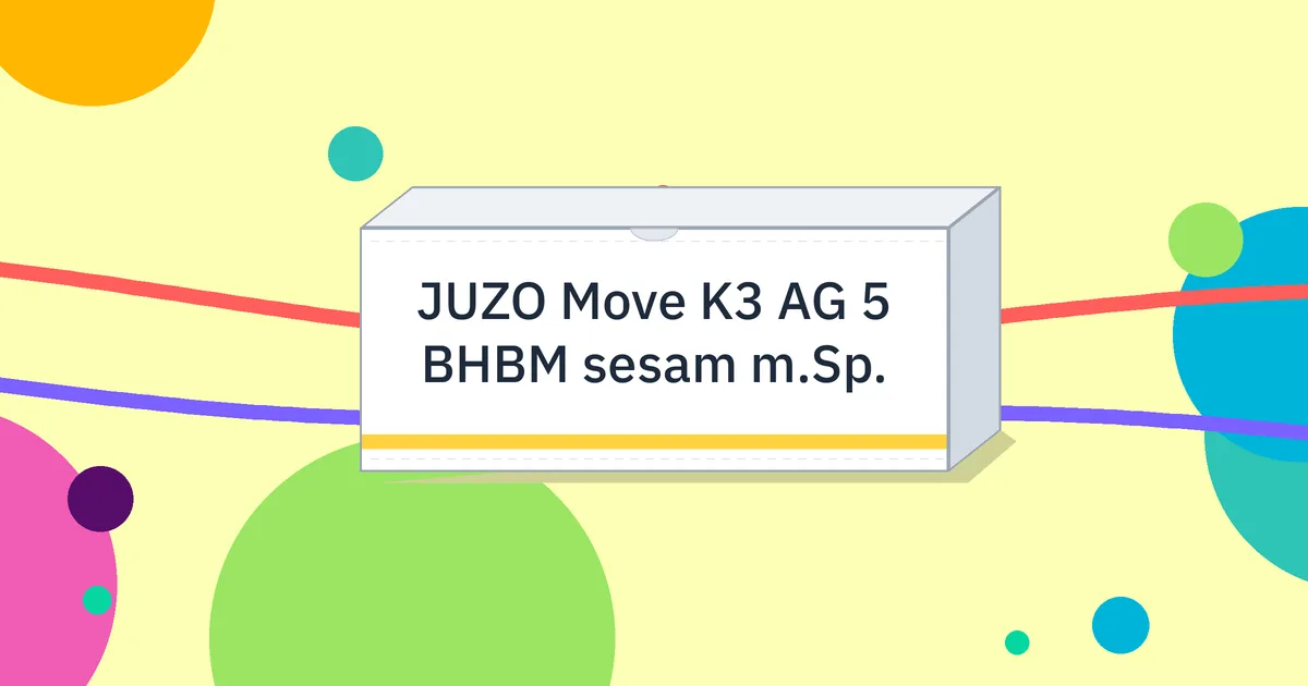Symbolbild: Packung mit der Aufschrift JUZO Move K3 AG 5 BHBM sesam m.Sp. (PZN 18576172) – Verfügbarkeit und Bezug in Apotheken in Frankfurt am Main