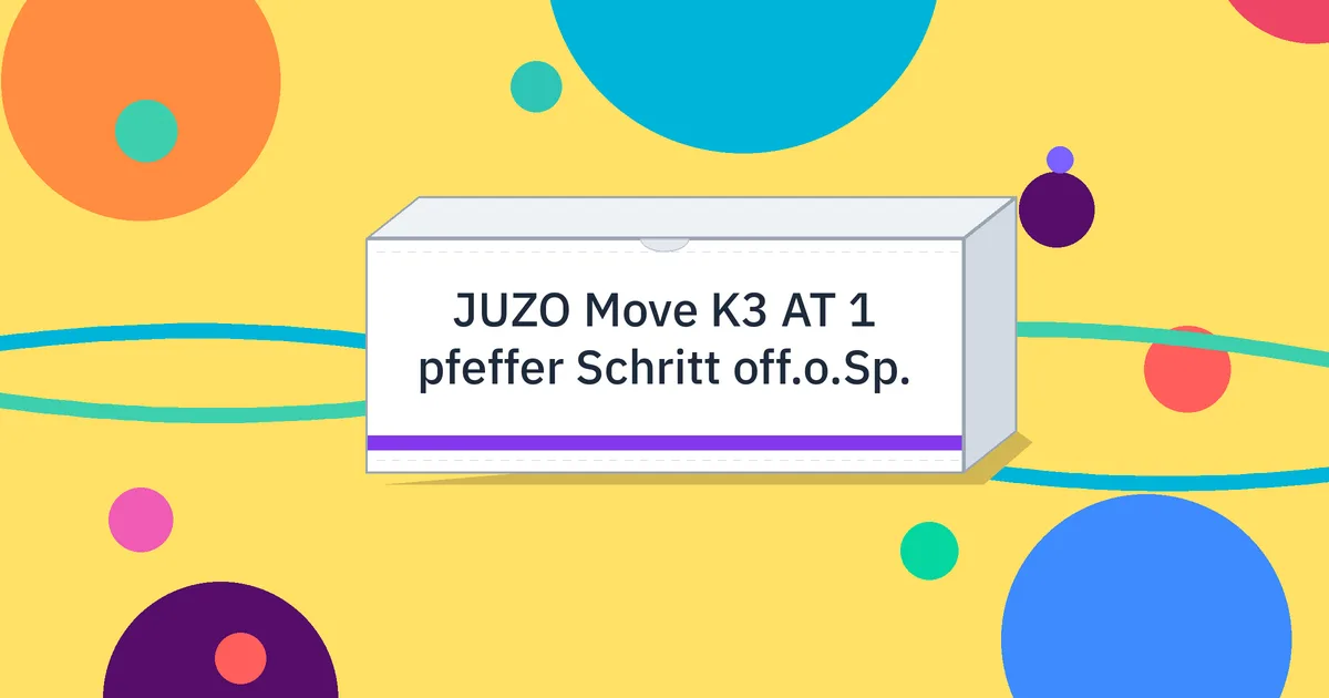 Symbolbild: Packung mit der Aufschrift JUZO Move K3 AT 1 pfeffer Schritt off.o.Sp. (PZN 20678804) – Verfügbarkeit und Bezug in Apotheken in Frankfurt am Main