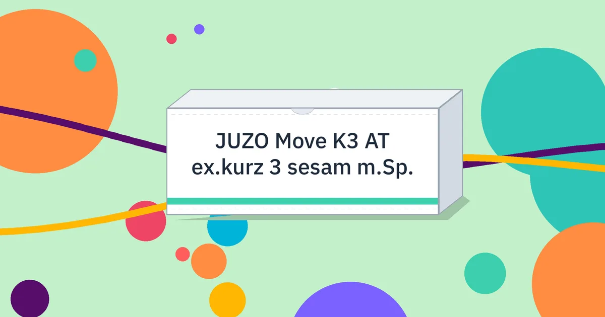 Symbolbild: Packung mit der Aufschrift JUZO Move K3 AT ex.kurz 3 sesam m.Sp. (PZN 20680037) – Verfügbarkeit und Bezug in Apotheken in Frankfurt am Main